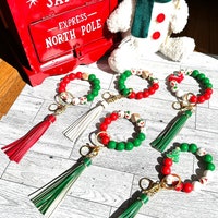 Christmas Keychains/holiday Keychains/beaded Christmas Keychain - Etsy