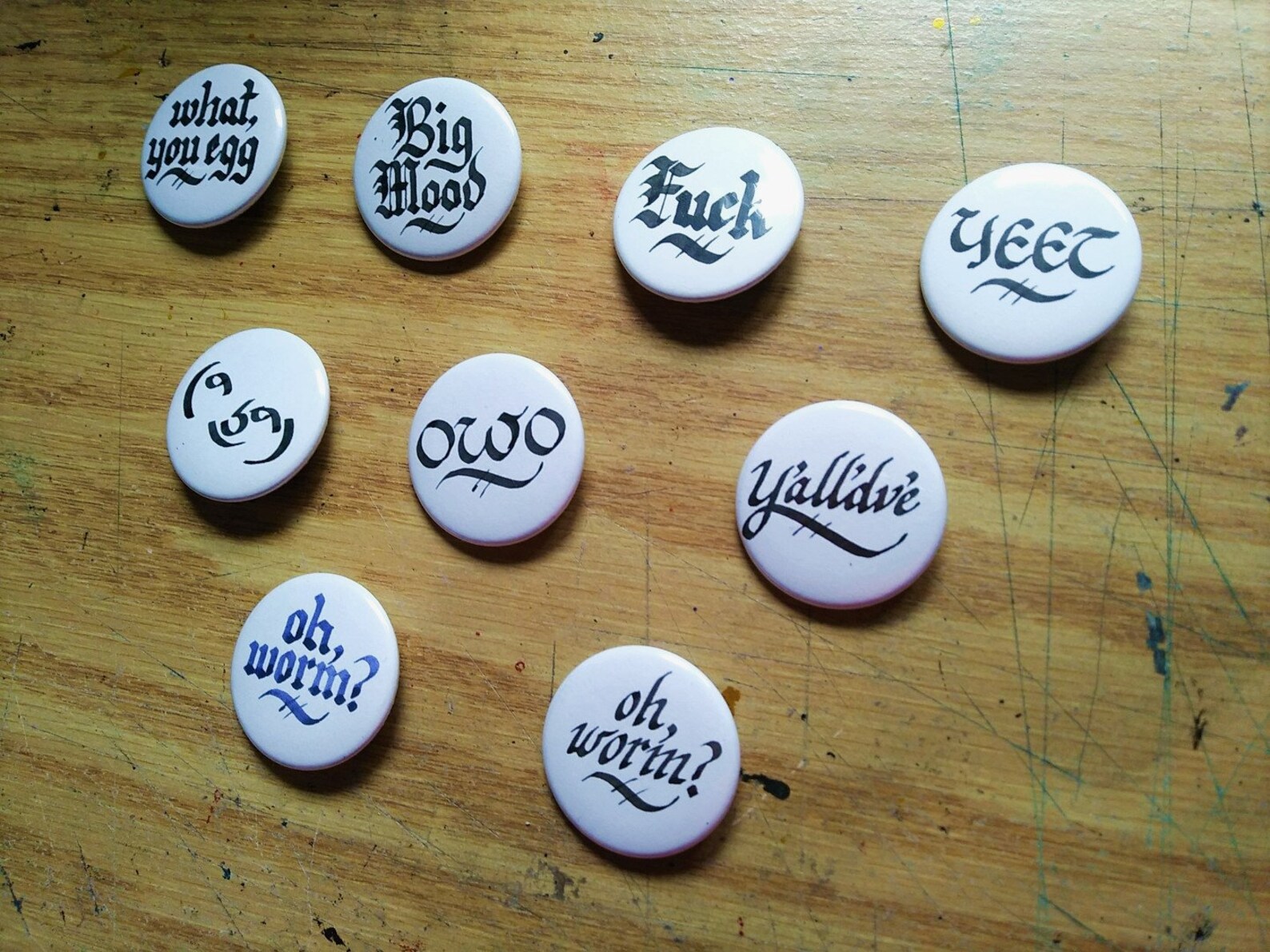 Calligraphy Meme/shitpost Button Packs various 1.5 Inches - Etsy