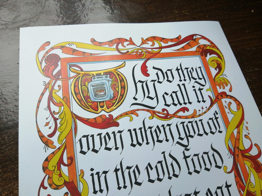 Why Do They Call It Oven Calligraphy Illuminated Digital Print - Etsy