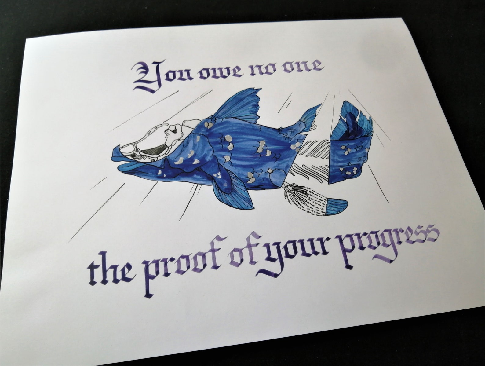 Coelacanth Biological Illustration and Calligraphy Print - Etsy