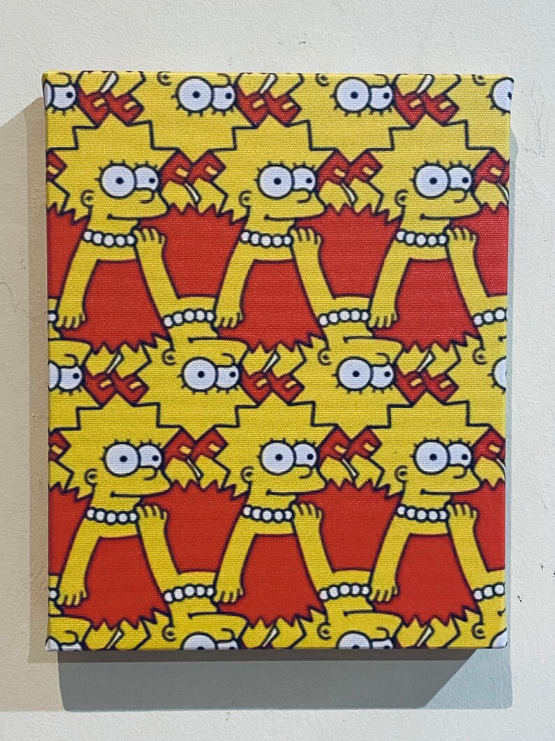 MC Escher Inspired Repeating Lisa Simpson Tessellation Print on Canvas ...