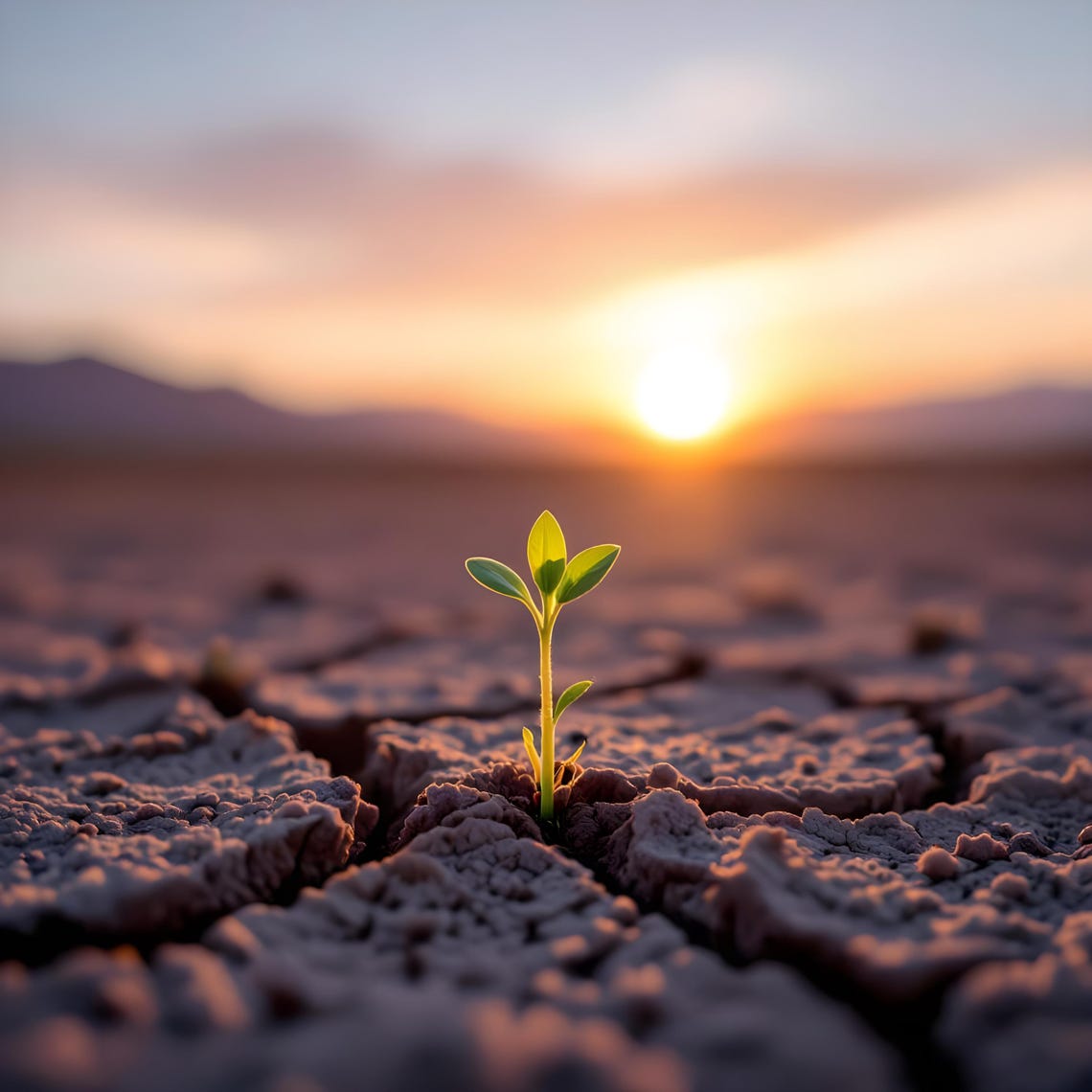Where Life Begins, AI Art Print of Hope Rising From Drought, Digital ...