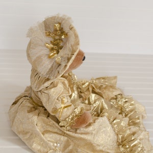 Vintage Bearly People Plush Toy Bear With Golden Dress and Hat Rare ...
