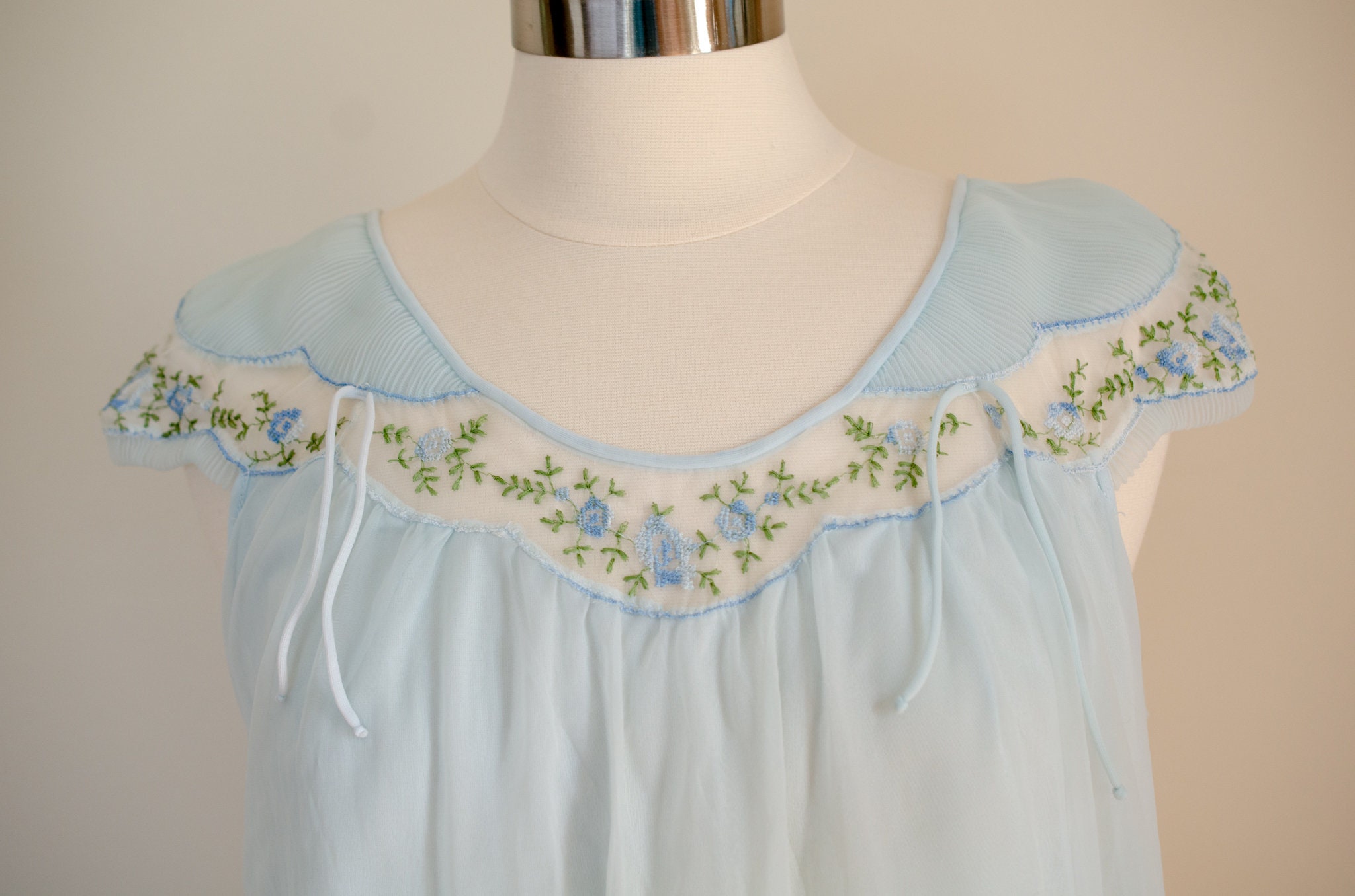 Vintage Miss Siren Blue Nightgown, 60s Blue Sheer Nylon Lingerie - Etsy