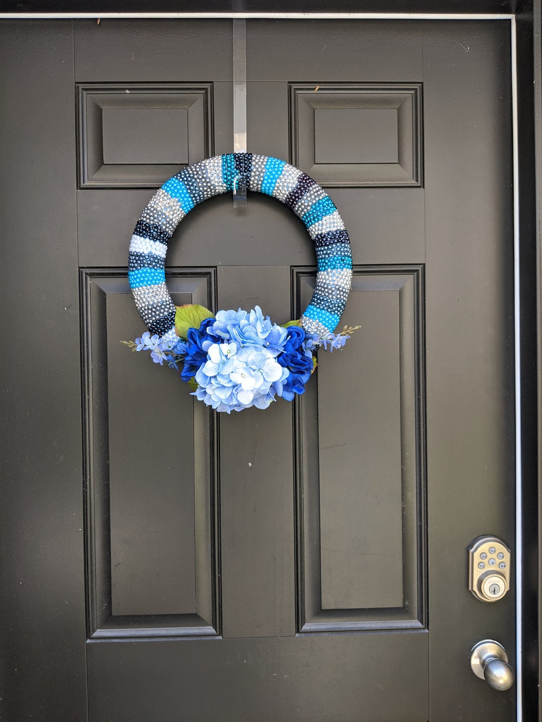 Couronne perlée bleue et argentée - Etsy France