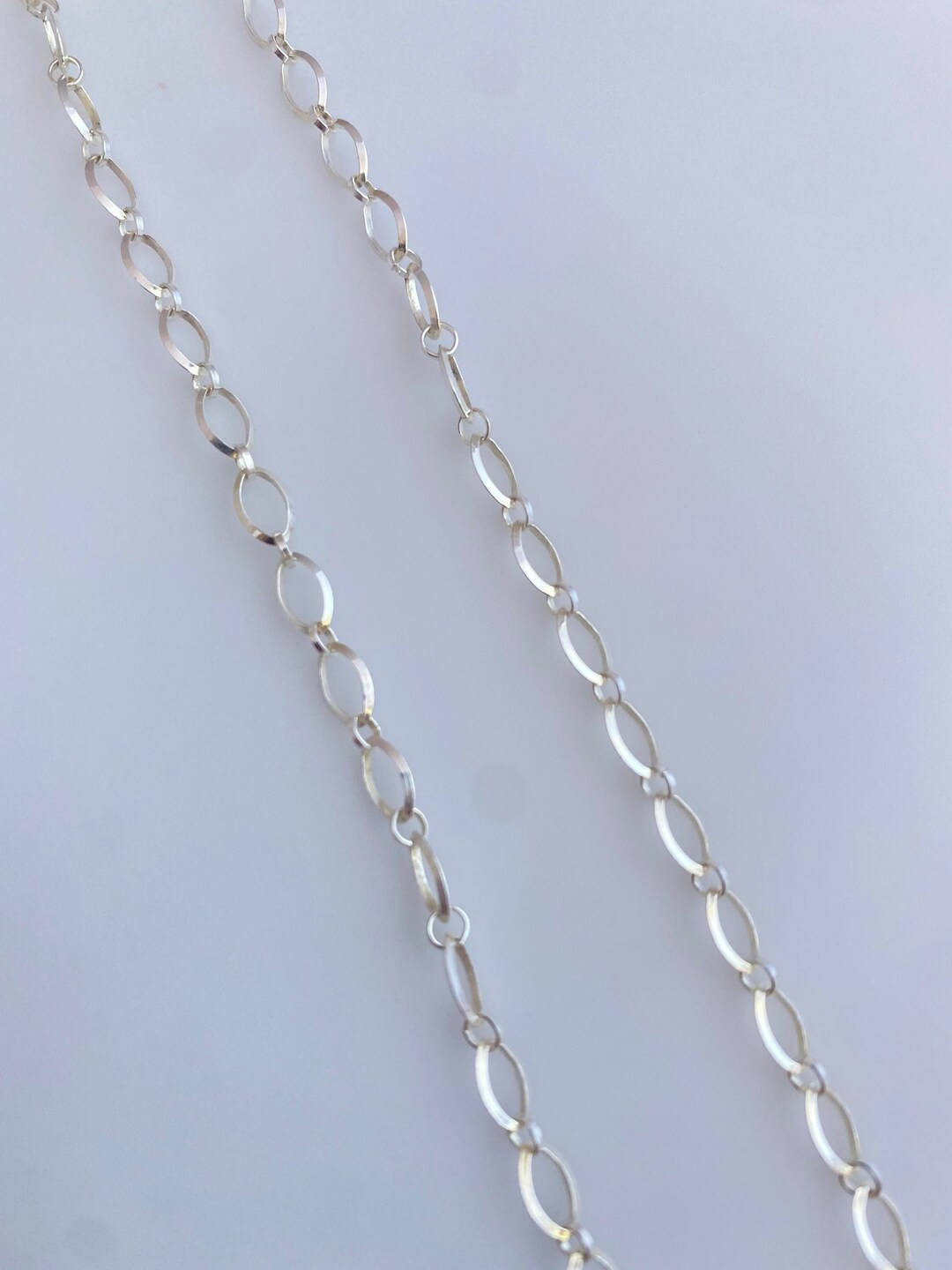 Silver Chain. One Oval Link Triangle Wire, 3 Round Rolo Flat Wire E ...