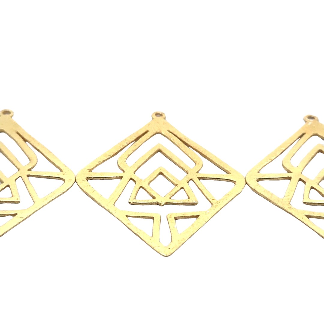Gold Finish Geometric Pendants: Silver Plated Brushed Components ...