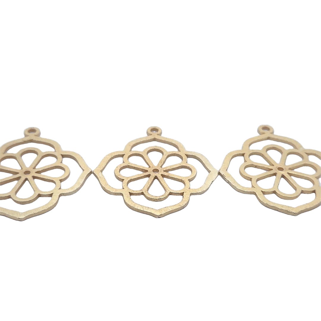Gold & Silver Plated Flower Connectors: Brushed Finish, E-coated (4 Pcs ...