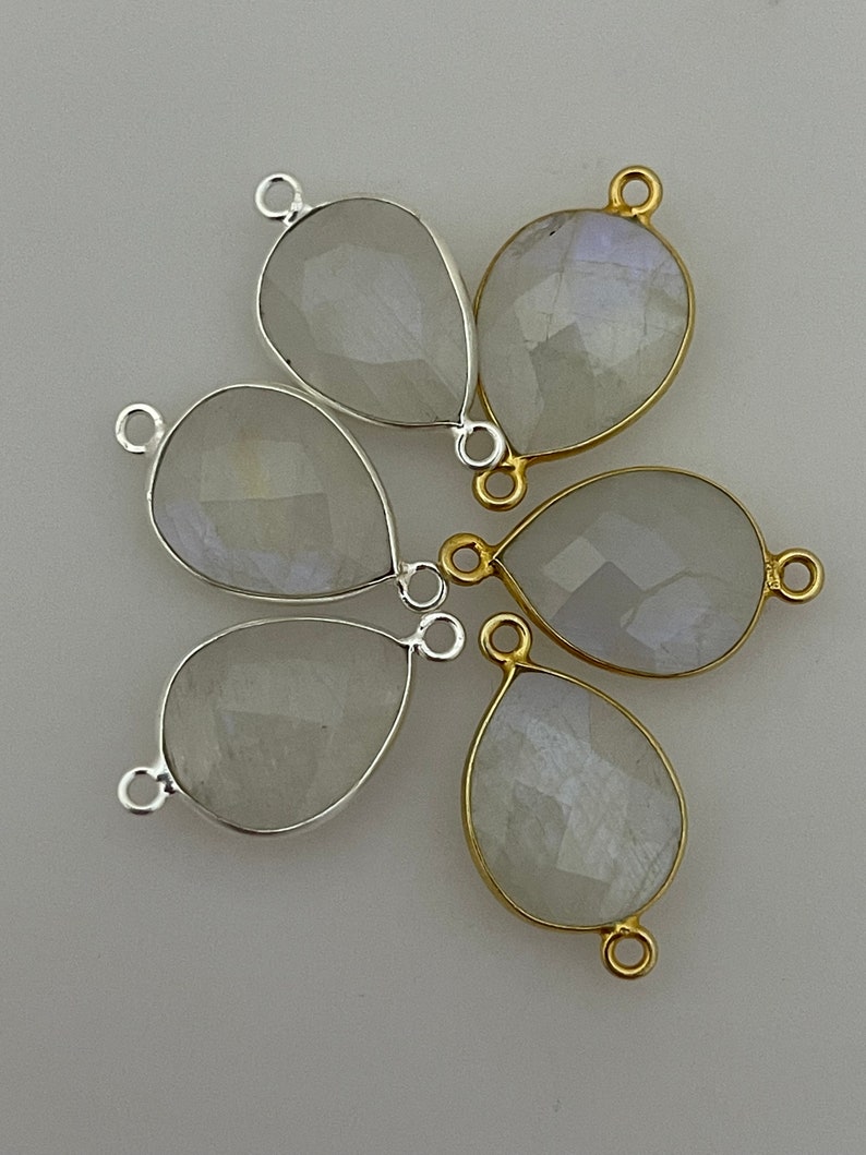 Size 17mm. Rainbow Moon Stone Six Piece a Pack Gold Plated And Silver ...