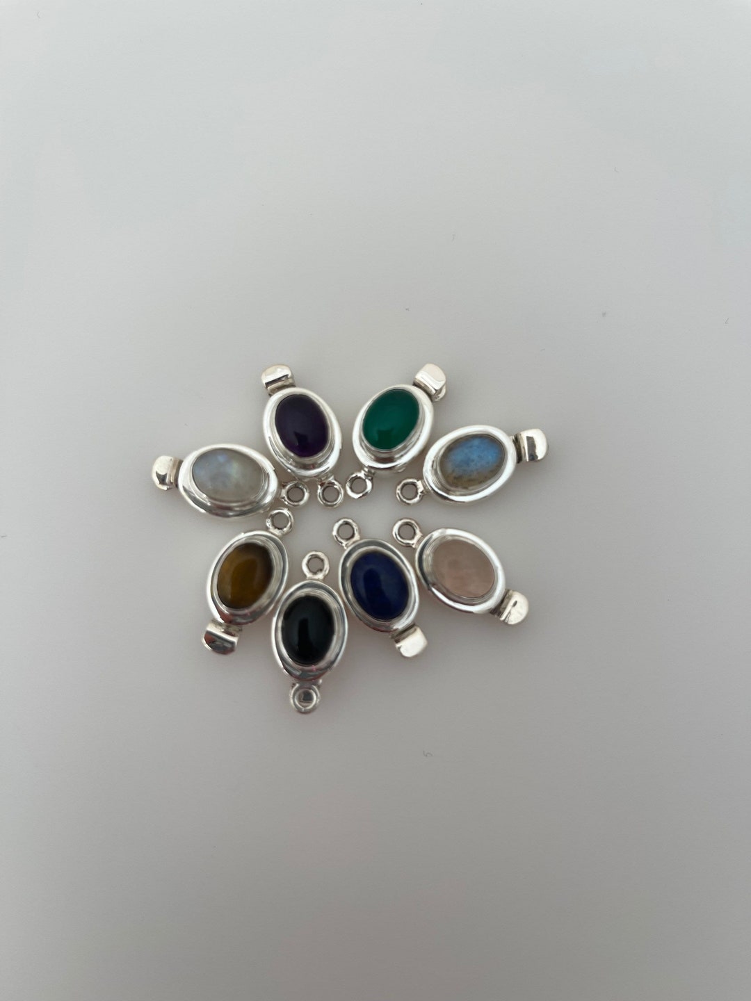 Sterling Silver Gemstone Clasp: Amethyst, Onyx, Labradorite, and More ...