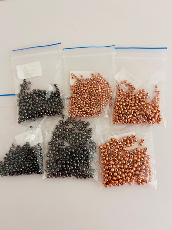 Seamless Beads 2mm 3mm Copper Beads and Gunmetal Beads light - Etsy