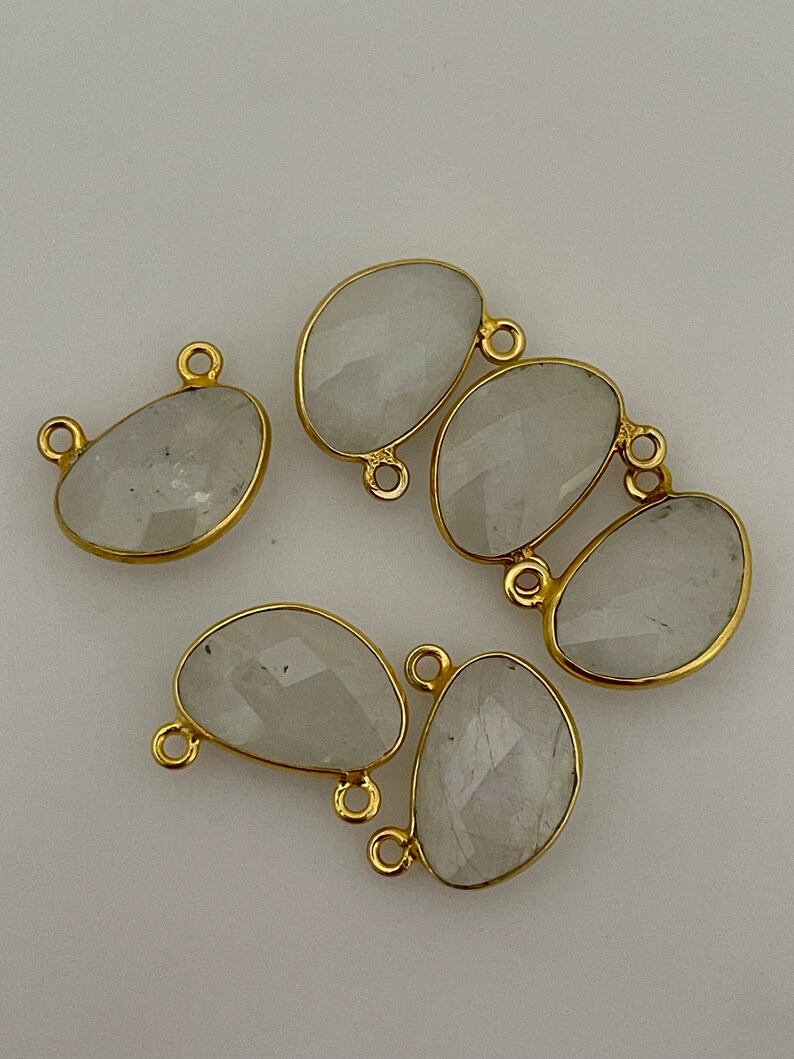 Size 17mm. Rainbow Moon Stone Six Piece a Pack Gold Plated And Silver ...