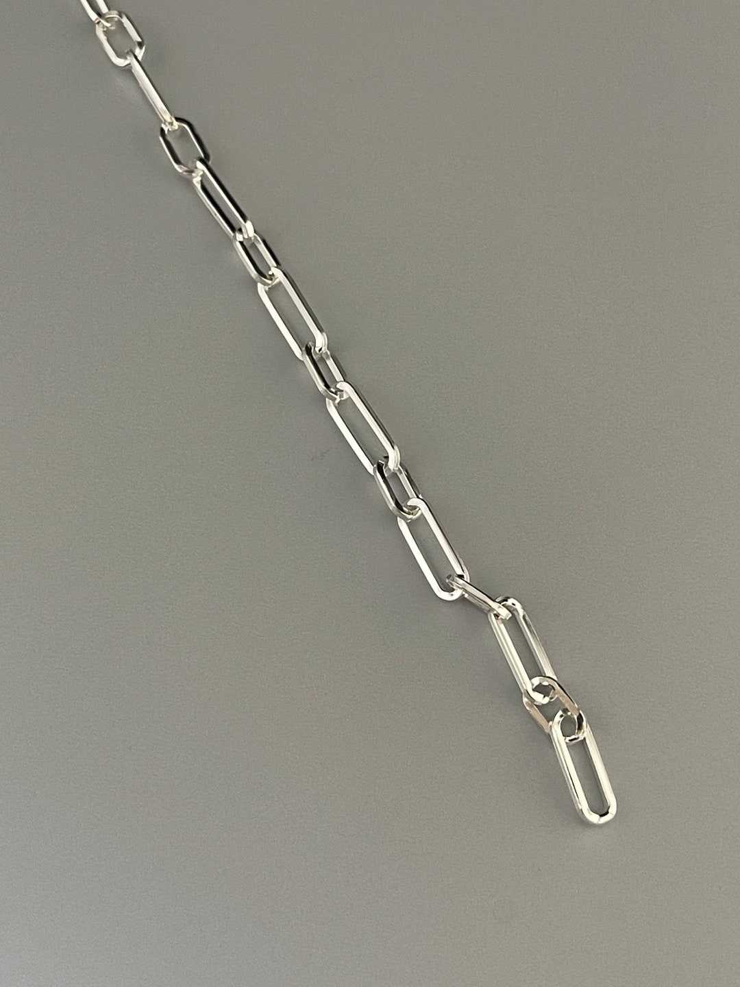 3 Feet of 925 Sterling Silver Paper Clip Links Alternated With 3 Oval ...