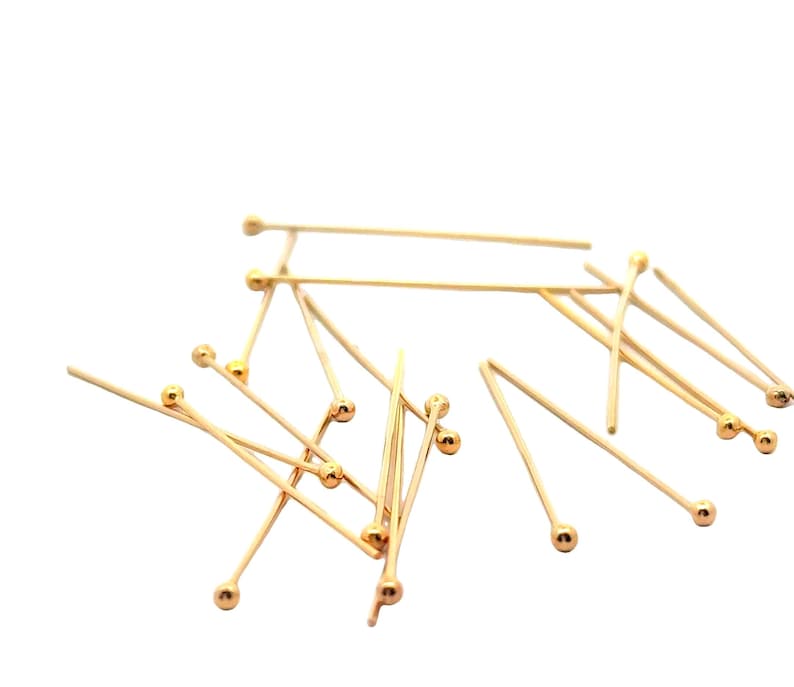 14K Gold Filled Ball Head Pins: Jewelry Making Supplies - Etsy