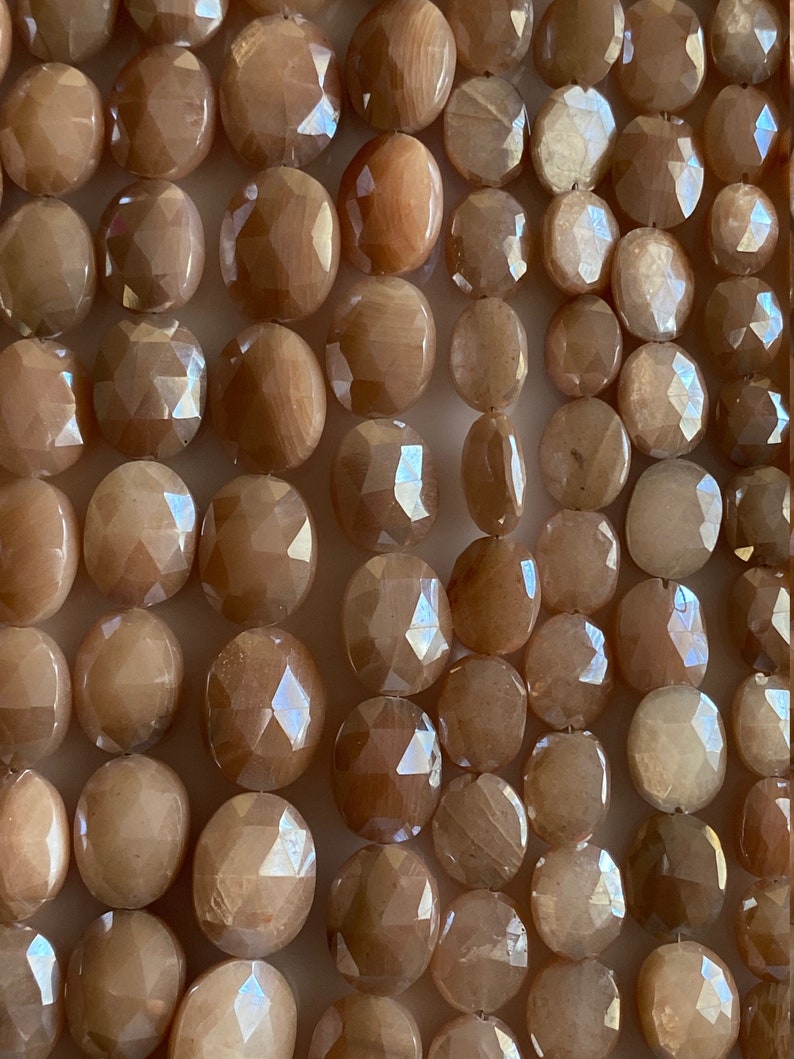 Peach Moon Stone Oval Faceted Natural Gemstone With Mystic - Etsy