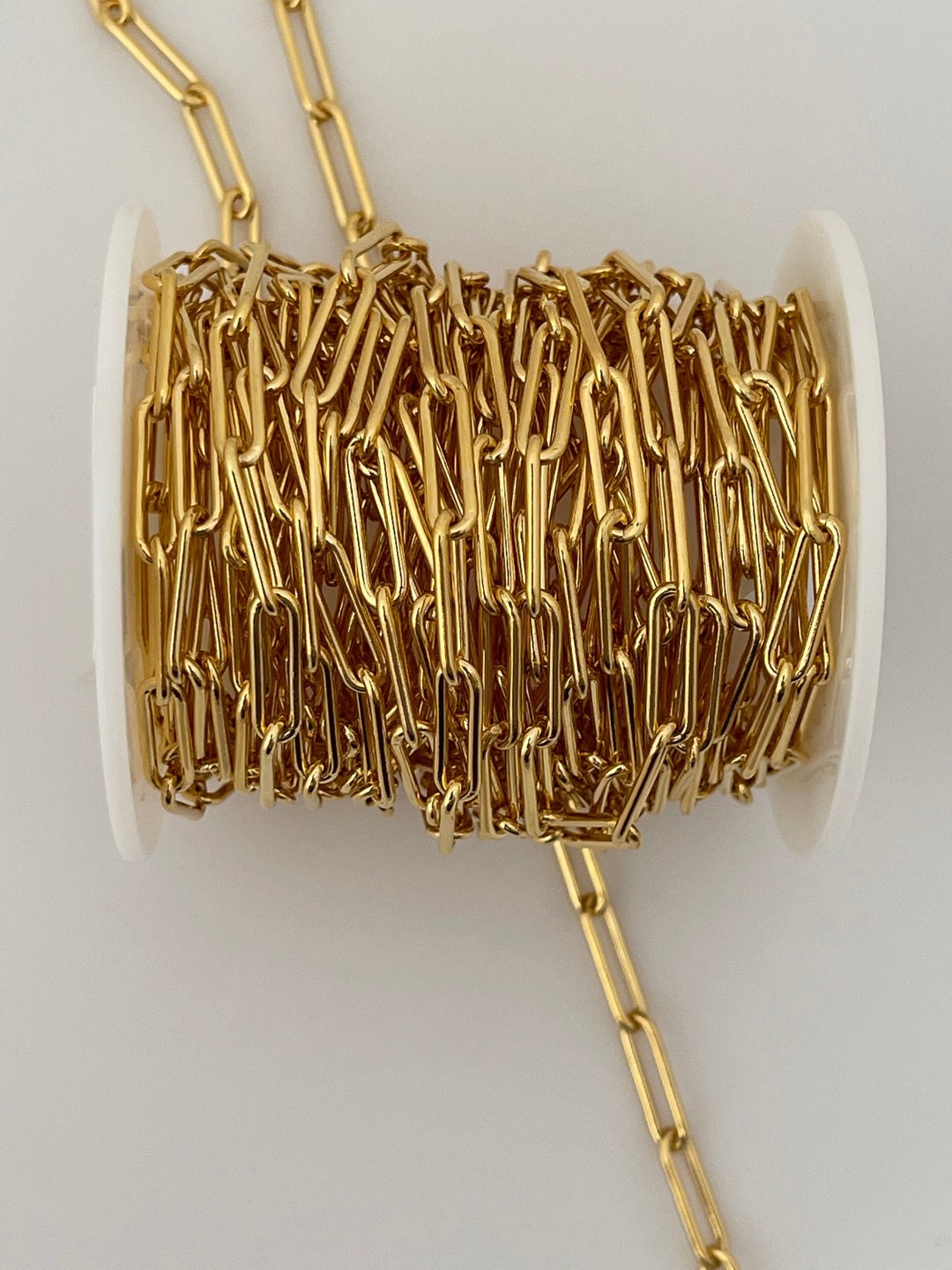 14K Real Gold Filled 3ft. Chain | Paper Clip Chain | Size: 4.0mmx13.8mm ...