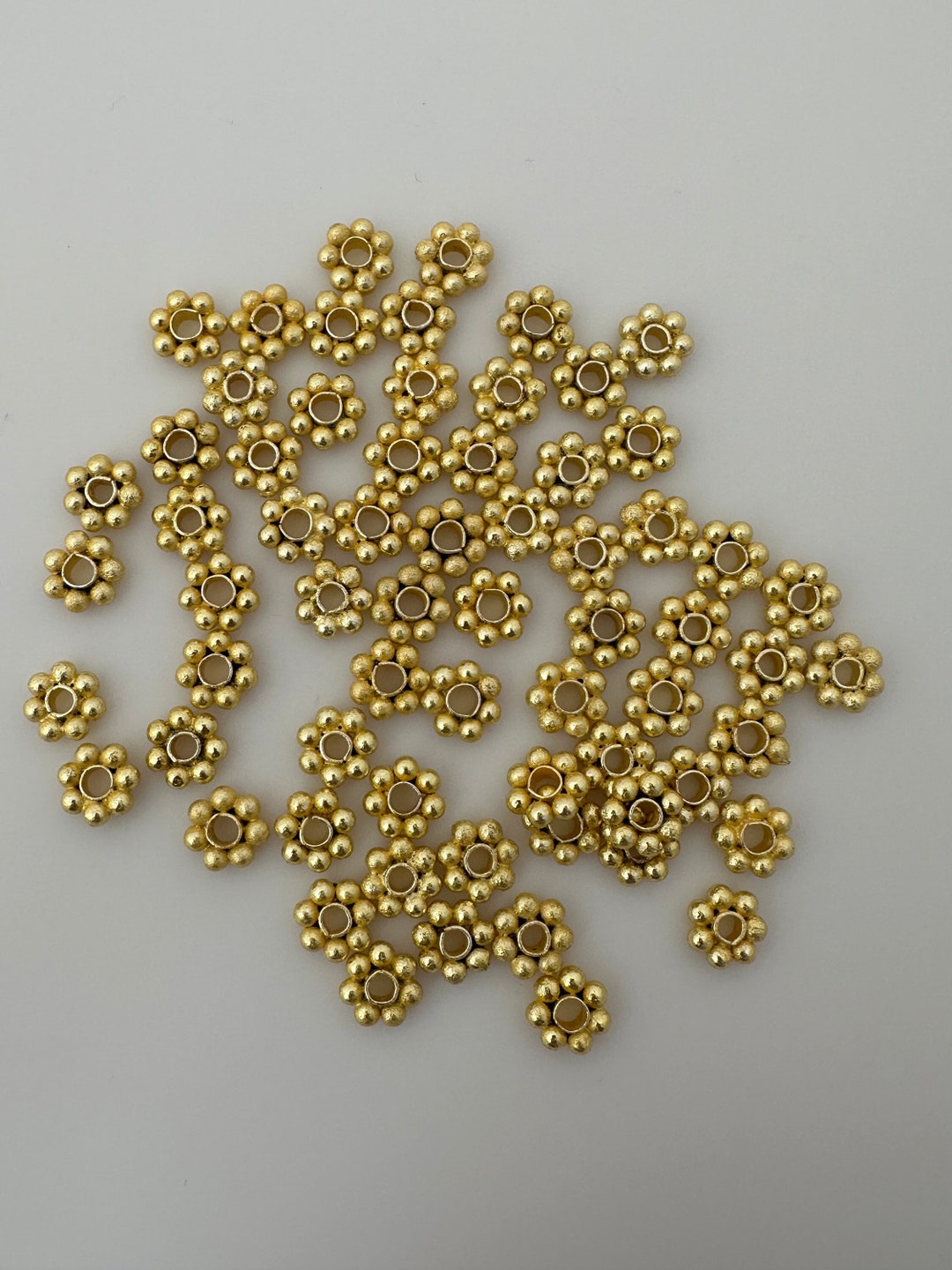 One Strand of Fancy LARGE Hole Daisy Spacers Gold Finish and Silver ...