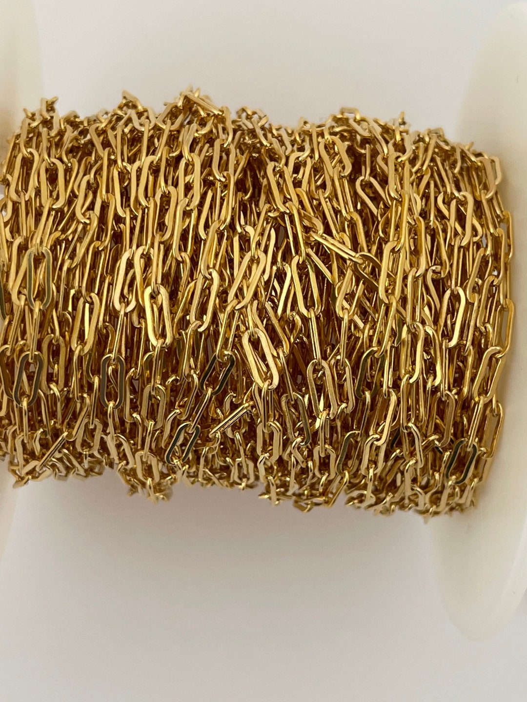 Paperclip Gold Filled Chain 3ft. Flat Paper Clip Chain Light Weight ...