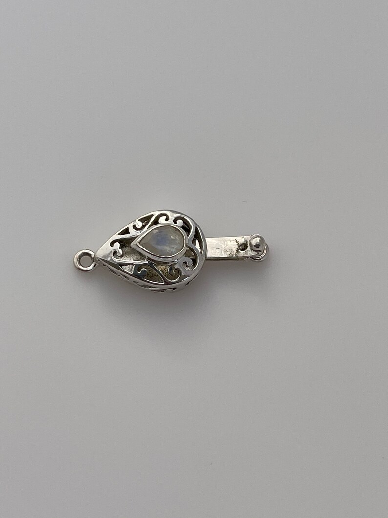 Sterling Silver Gemstone Clasp: Garnet, Amethyst, Moonstone (14x27mm ...