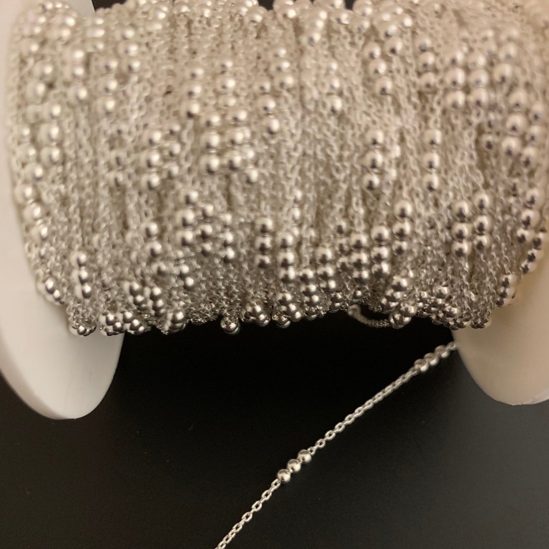 Sterling Silver Beaded Satellite Chain: 2mm Beads, 1 Foot - Etsy