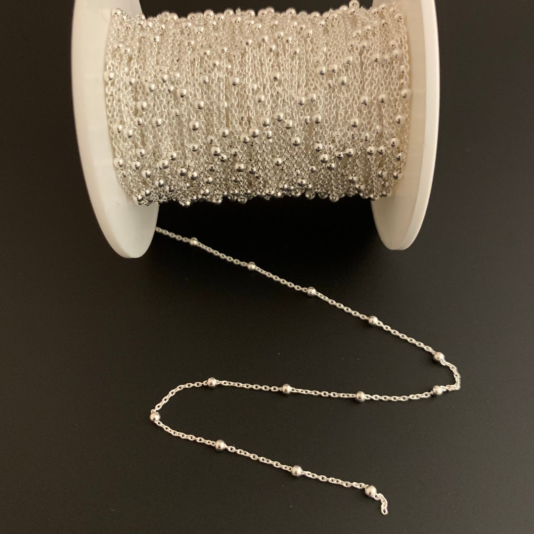 Sterling Silver Satellite Beaded Chain, 0.5-0.75mm Jewelry Making ...