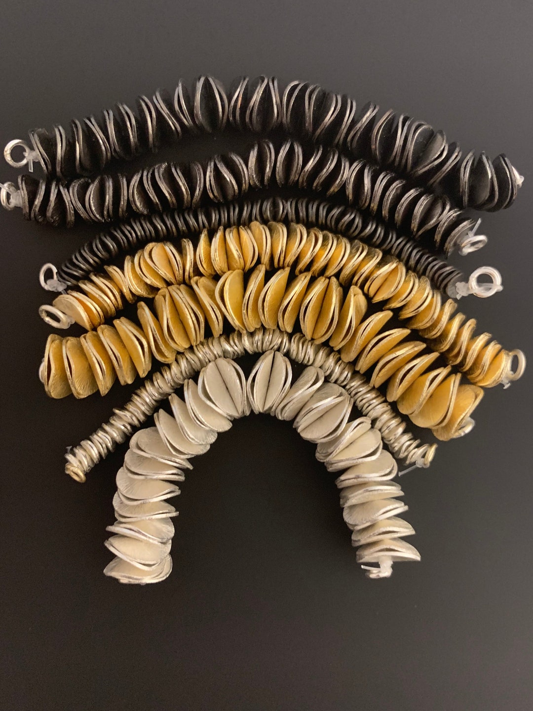 A Strand of Curved Disc Potato Chips Gold Finish Silver - Etsy UK