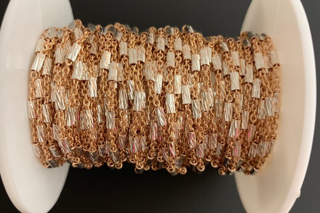 3 Feet Sterling Silver (92.5) Two-tone Rose Gold Chain. Sterling Silver ...