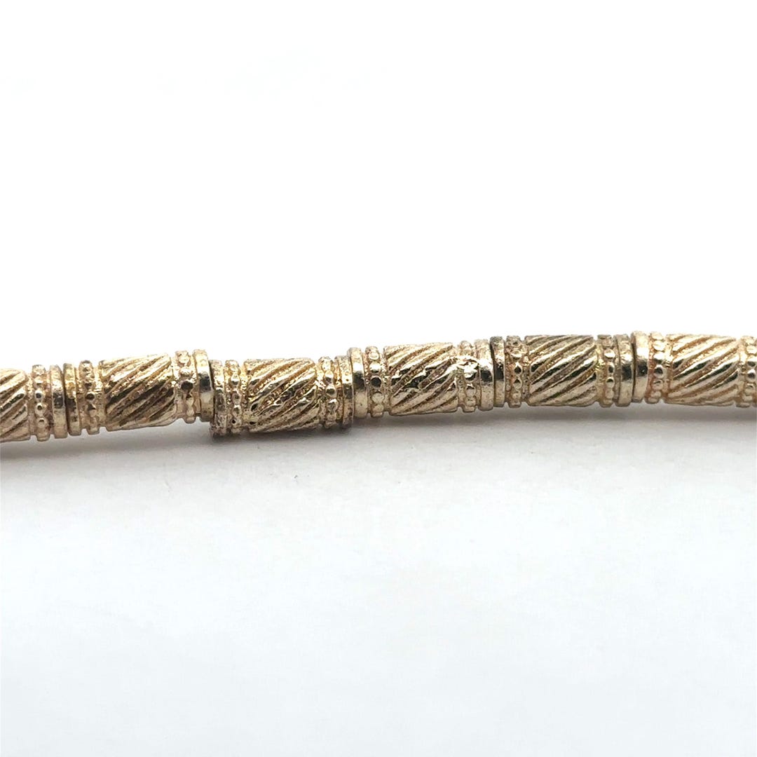 1 Strand of Decorative Gold Finish and Silver Plated Fancy Tube , E ...