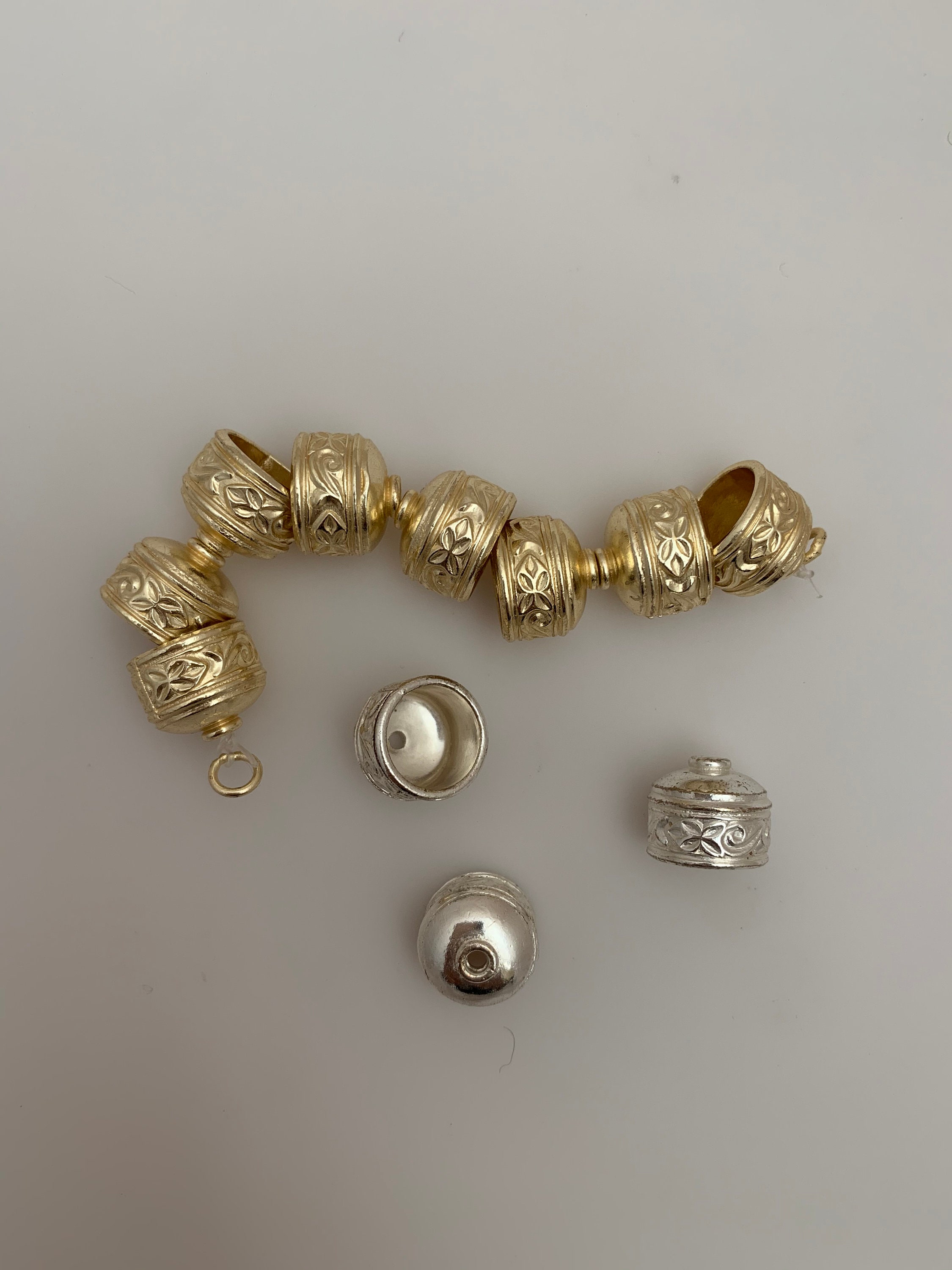 1 Strand of End Caps Gold Finish Silver Plated Fancy End Cap | Etsy