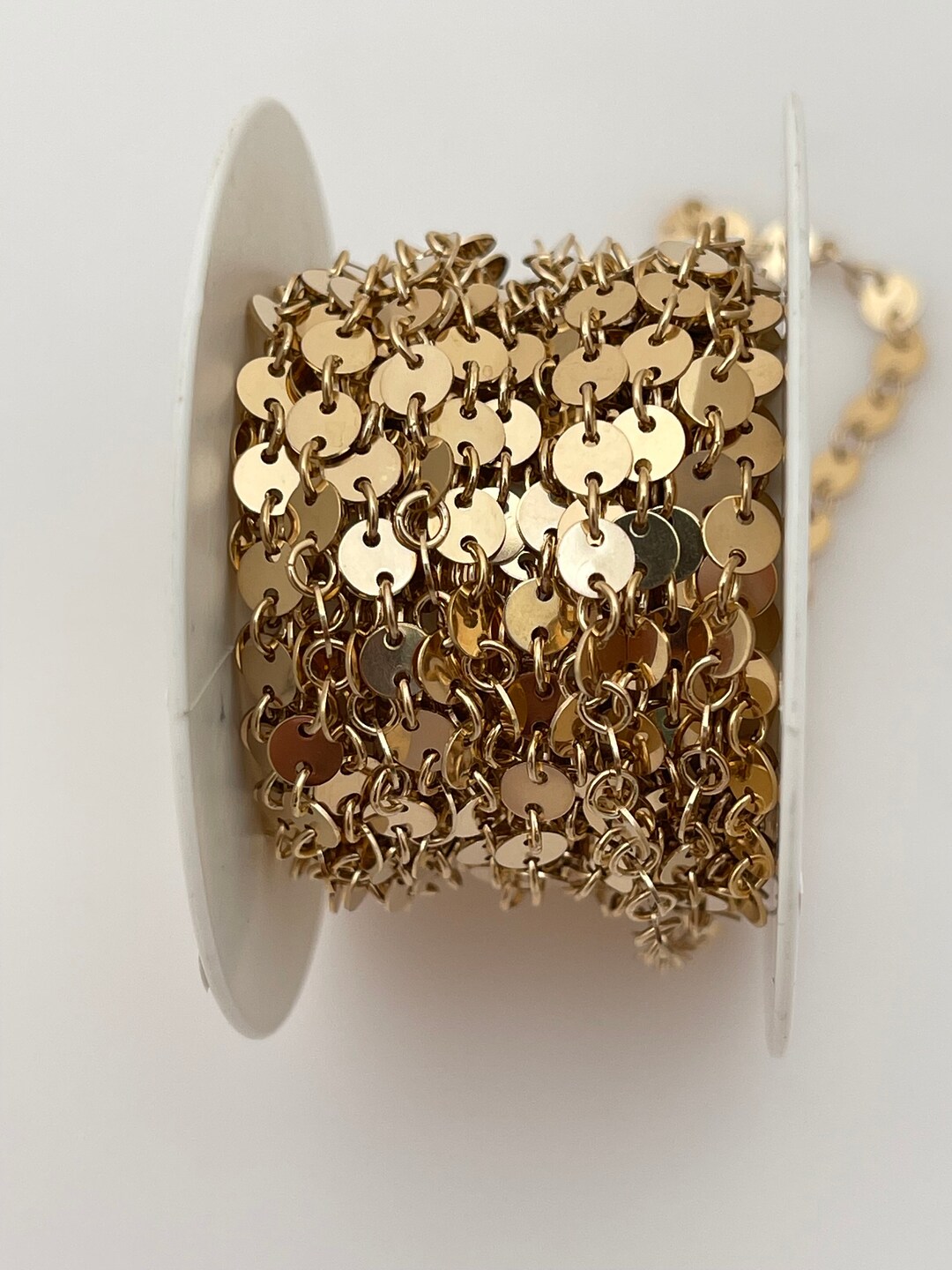 Sequin Disc Gold Filled Chain 4mm Round Sequin Disc Chain Gold Filled ...