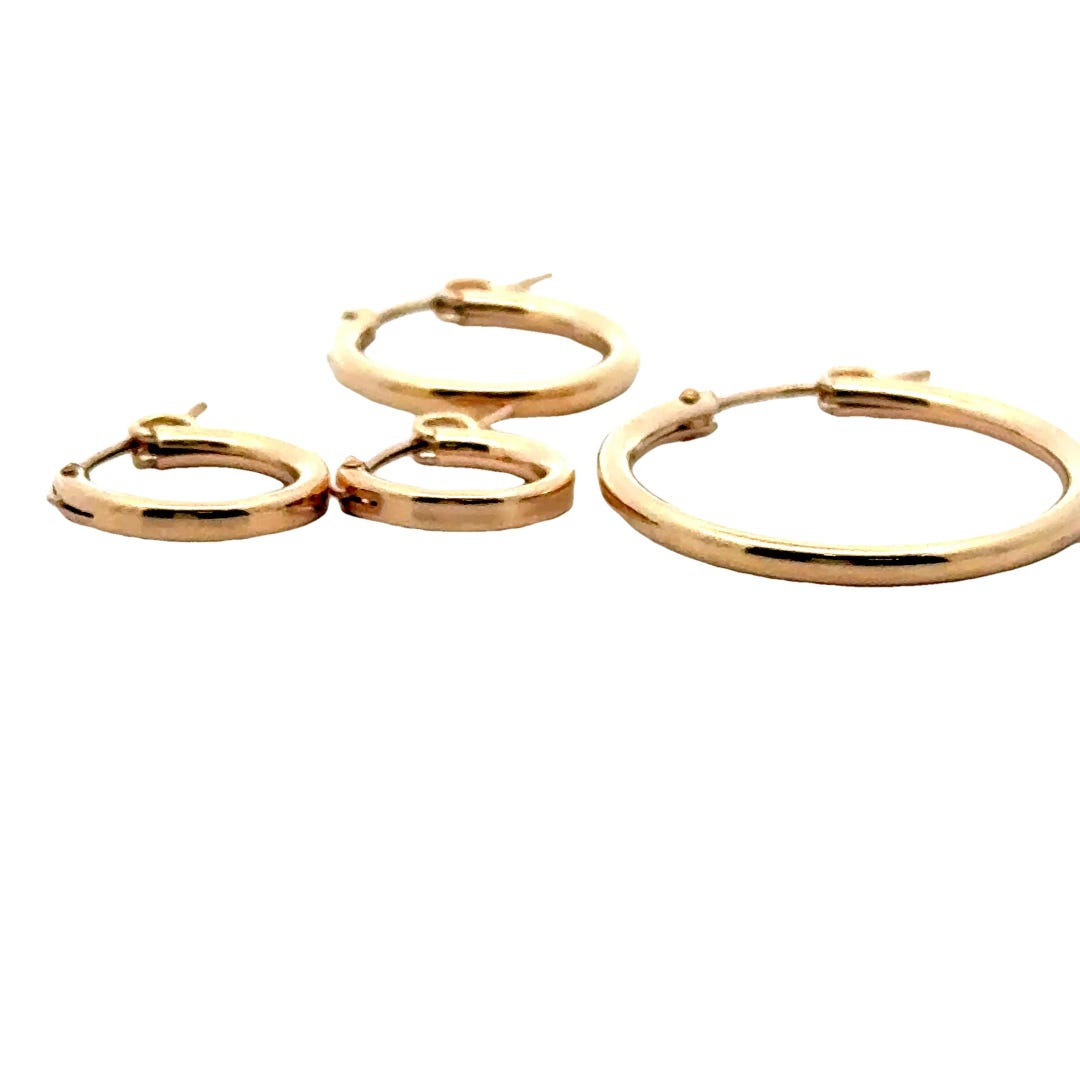 14K Gold Filled Euro Hoop Earrings - Four Sizes - Etsy
