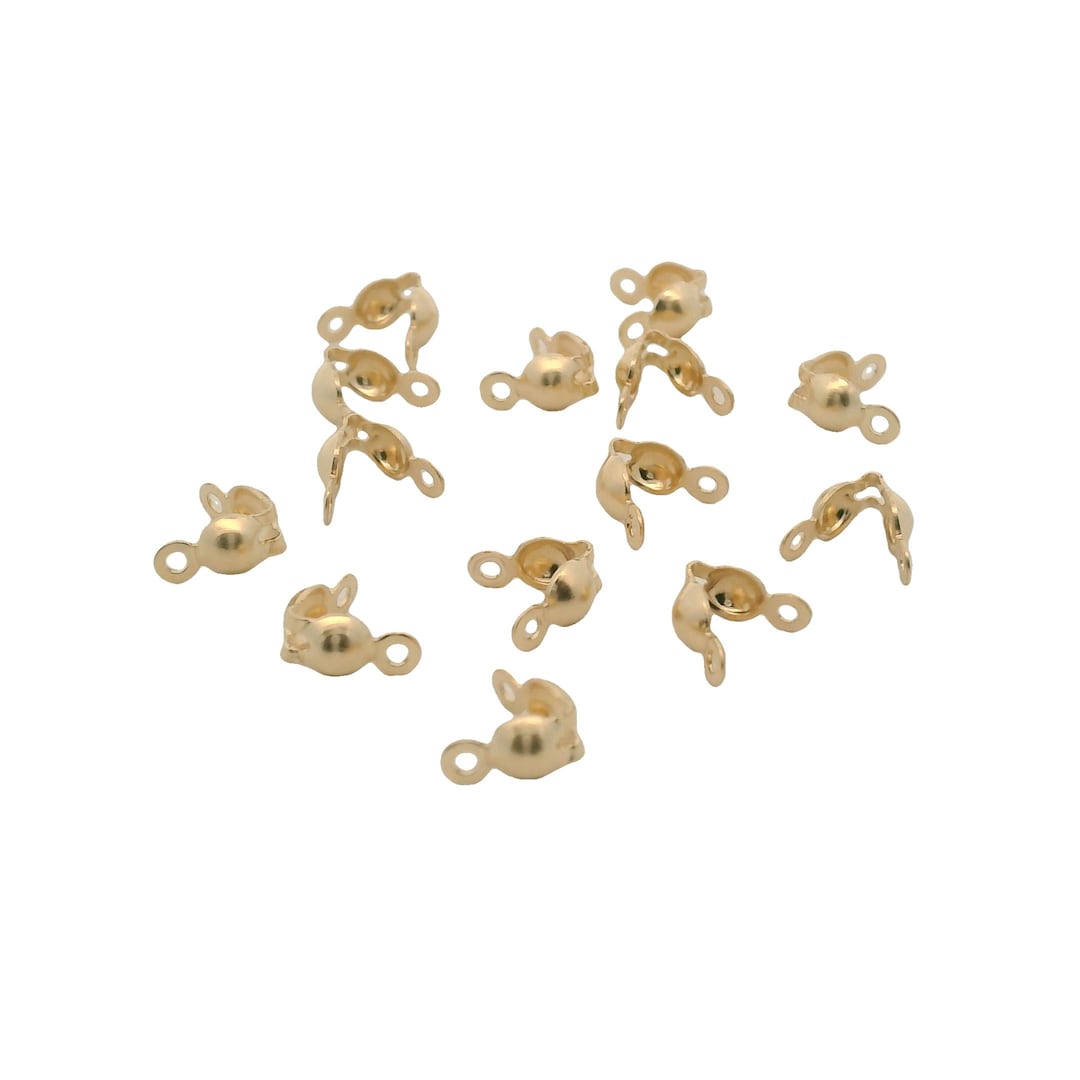 14K Gold Filled Clamshell Bead Tip W/2 Rings, 10pcs. per Pack. - Etsy