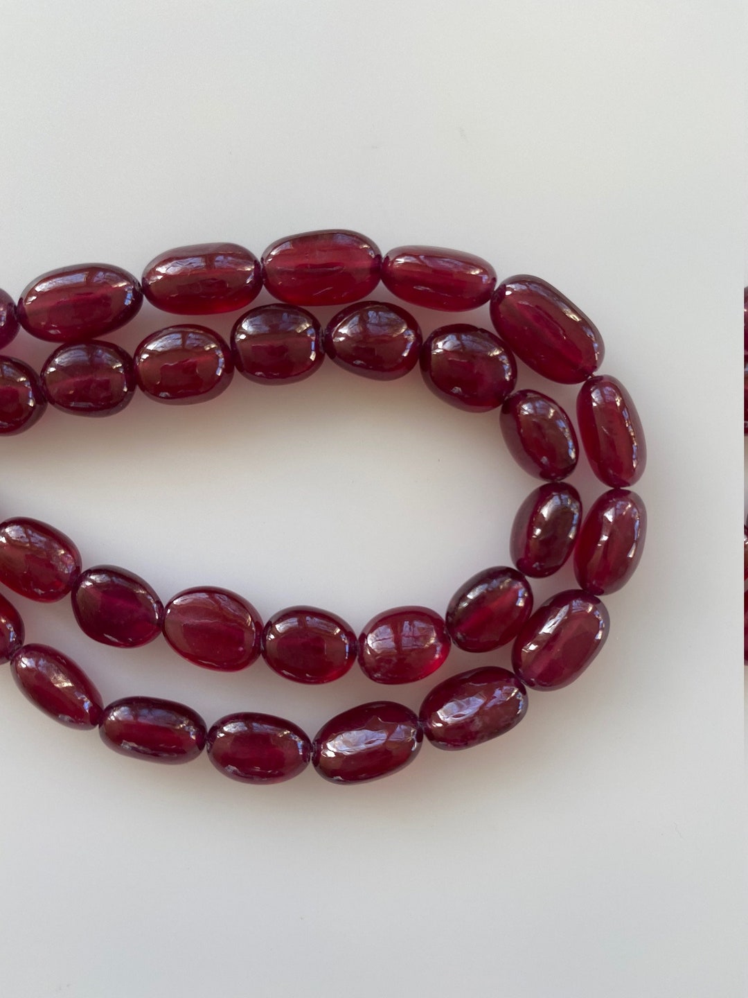 Dark Red Ruby Strand: Oval Gemstone Beads, 16 Inch - Etsy
