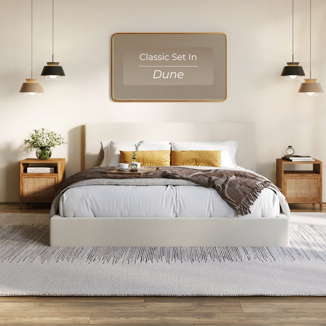 Omar upholstered low profile platform bed store