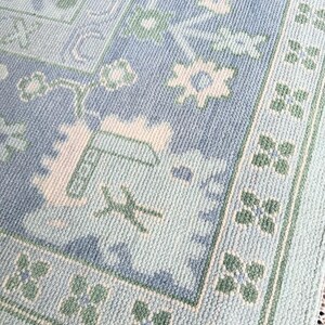 Blue and Green Oushak Rug (light Blue Background) - Etsy