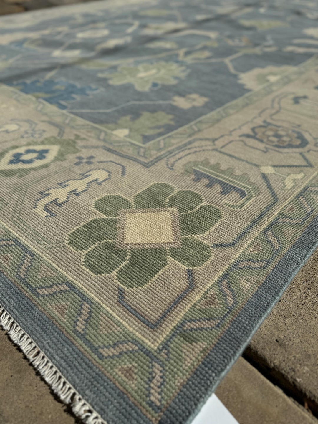 Blue and Green Oushak Rug - Etsy