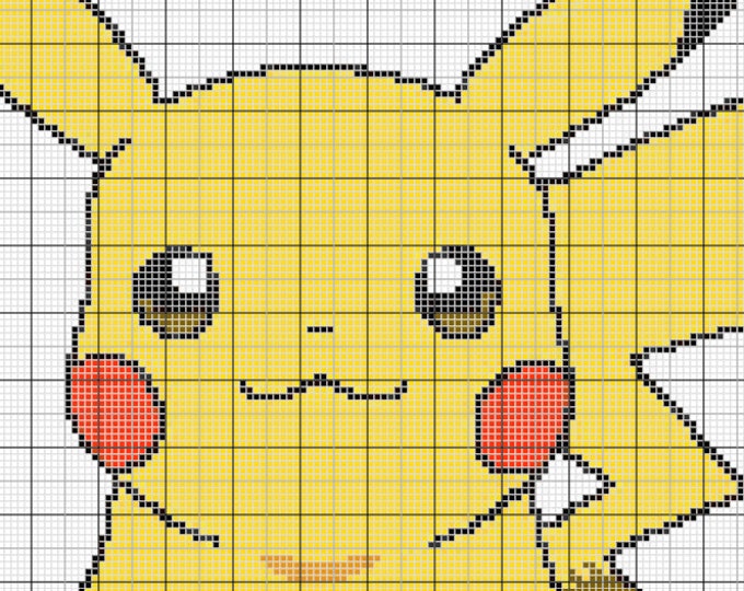 Pikachu Crochet Graph and Written Pattern SC Graphghan - Etsy