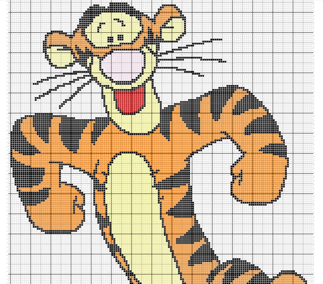Tigger Crochet Graph and Written Pattern SC Graphghan - Etsy