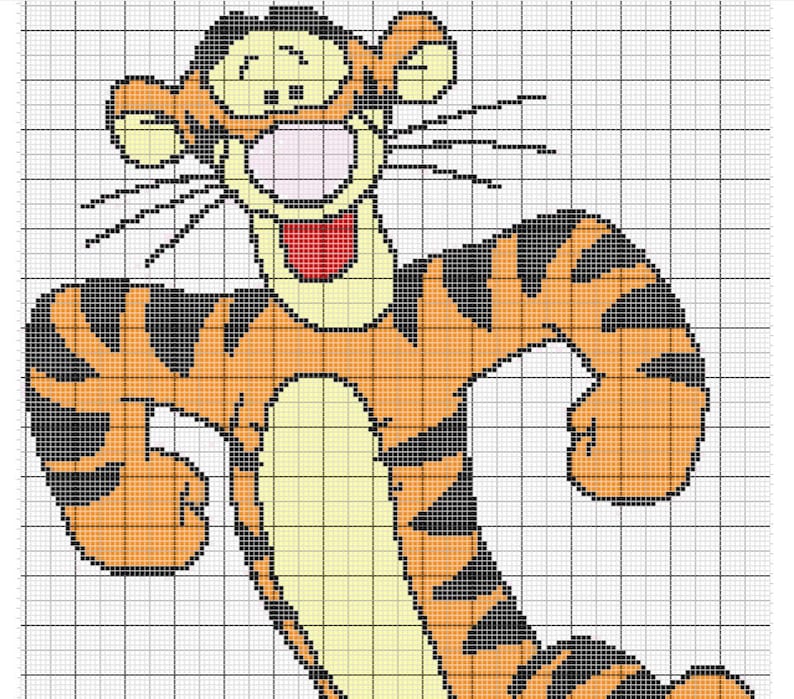 Tigger Crochet Graph and Written Pattern SC Graphghan - Etsy