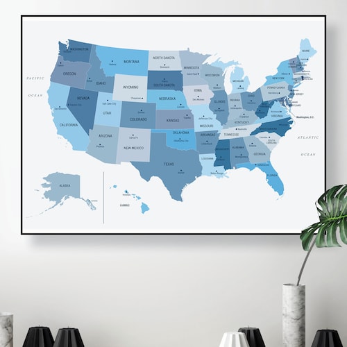 Printable USA Map Map Wall Art Digital Download Travel Map - Etsy