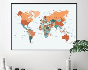A0 World Map Poster - Etsy UK