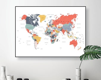 World map poster | Etsy