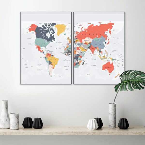 World Map Poster - Etsy