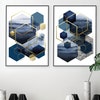 Set of 3 Printable Blush Pink Navy Blue Gold Posters, Living Room Art ...