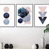 Printable Art, Blush, Navy, Set of 3, Geometric Navy Blush, Blue Blush ...