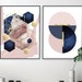 Printable Navy Blue Blush Pink Gold Abstract Geometric Art, Set of 2 ...