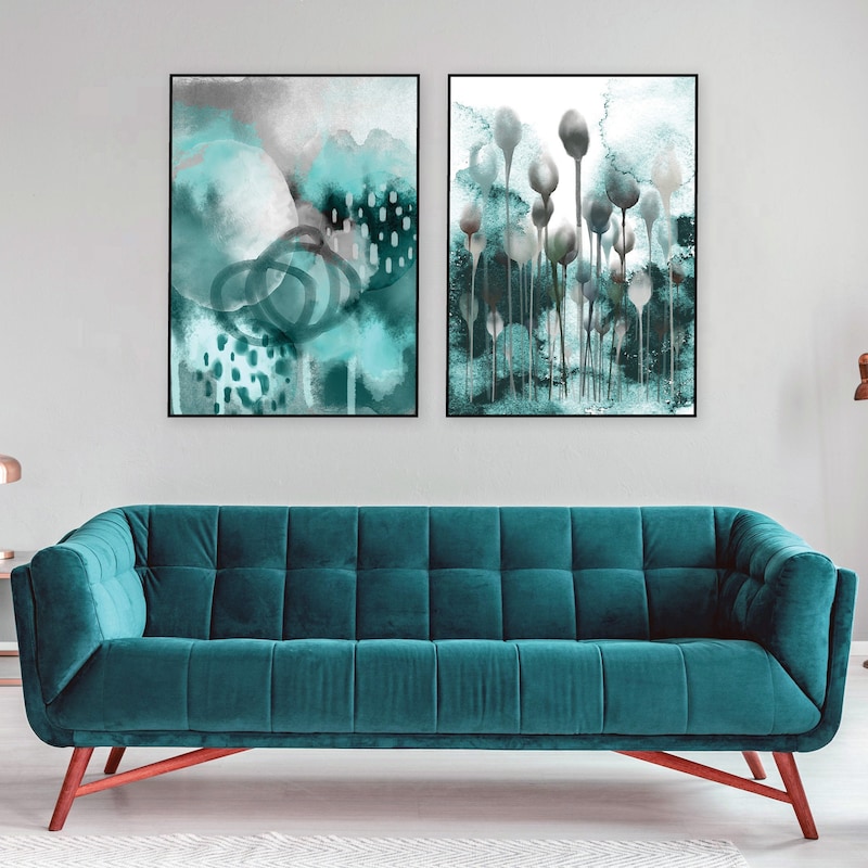 Teal Abstract Art - Etsy