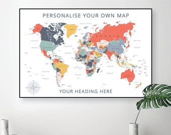 Customized World Map | Etsy