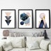 Set of 3 Printable Blush Pink Navy Blue Gold Posters Living - Etsy