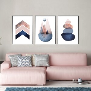 Navy Blush Print, Digital Download, Pink Navy Art, Digital Print ...